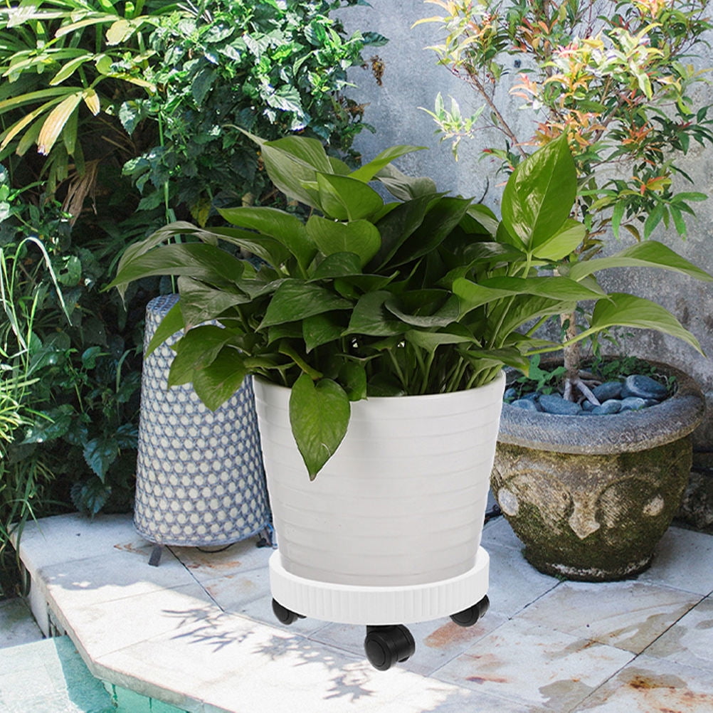HEANUJJ Indoor Rolling Plant Stand with Wheels White PP Material ...