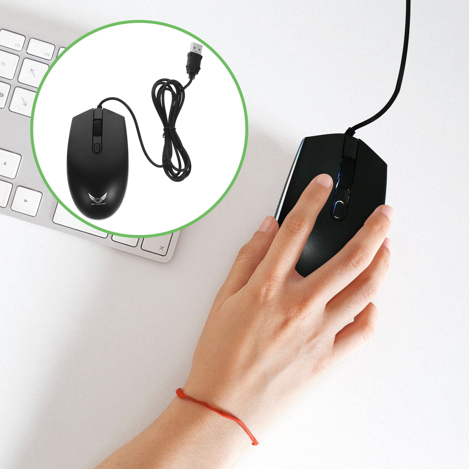 HEANUJJ Optical Wired Mouse Portable Gaming Mouse Black 1Pack Back to ...