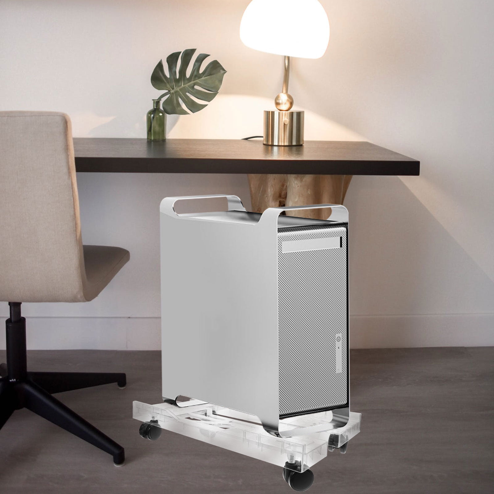 HEANUJJ White Rolling Pc Tower Stand with Airflow Design and Under Desk ...