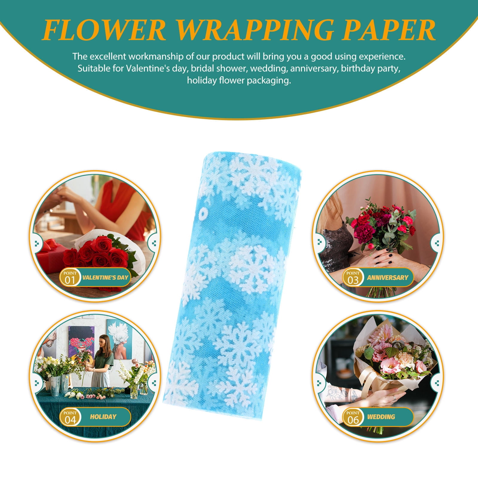 HEANUJJ Snowflake Ribbon Blue Glittering Organza Gauze Decoration for ...