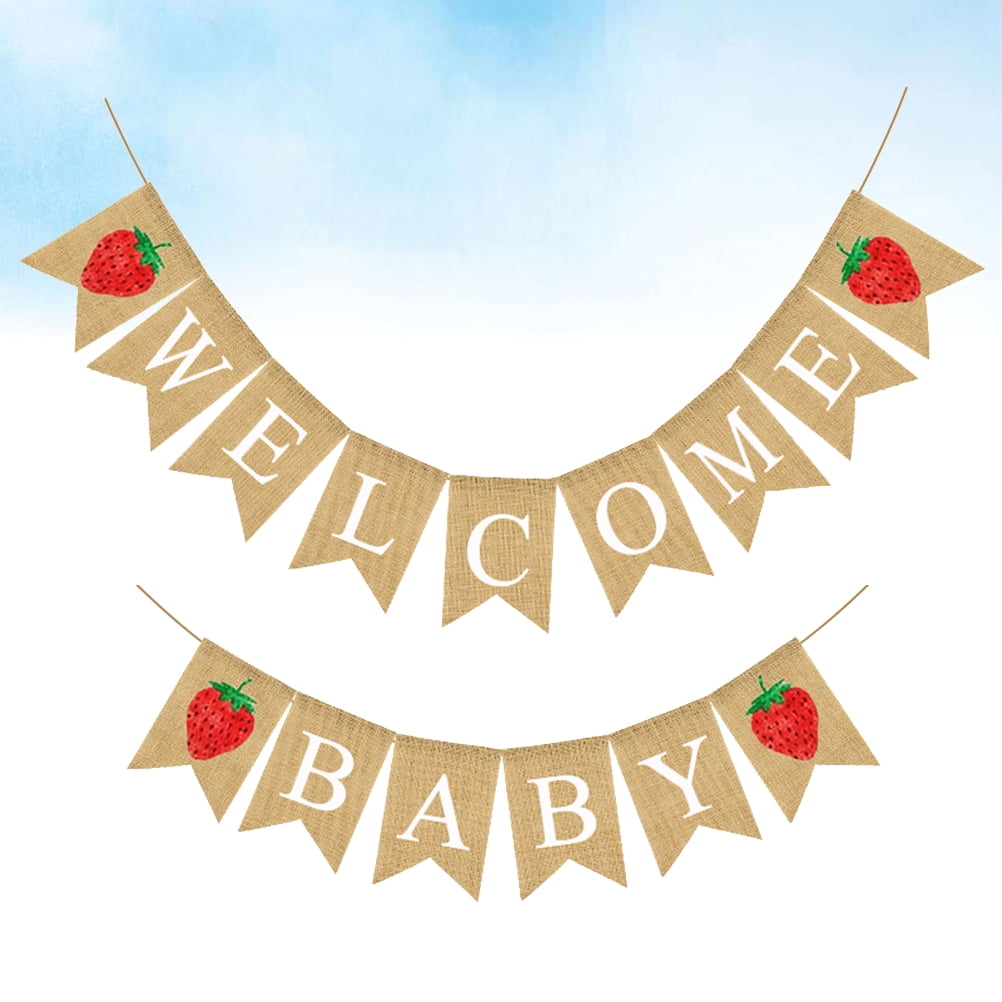 HEANUJJ Strawberry Design Bunting Linen Banner Assorted Color ...