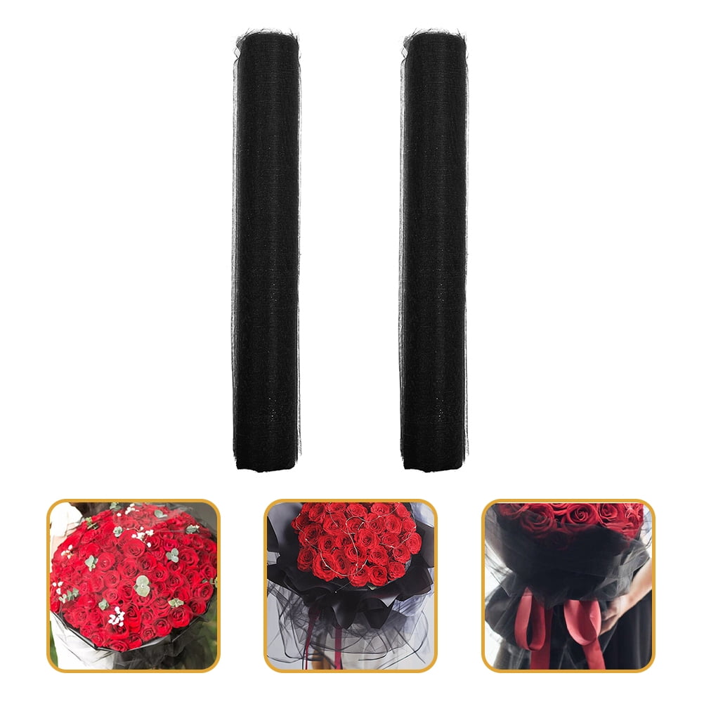 HEANUJJ Tulle Gauze Ribbons 2 Rolls in Black for Elegant Wedding and ...