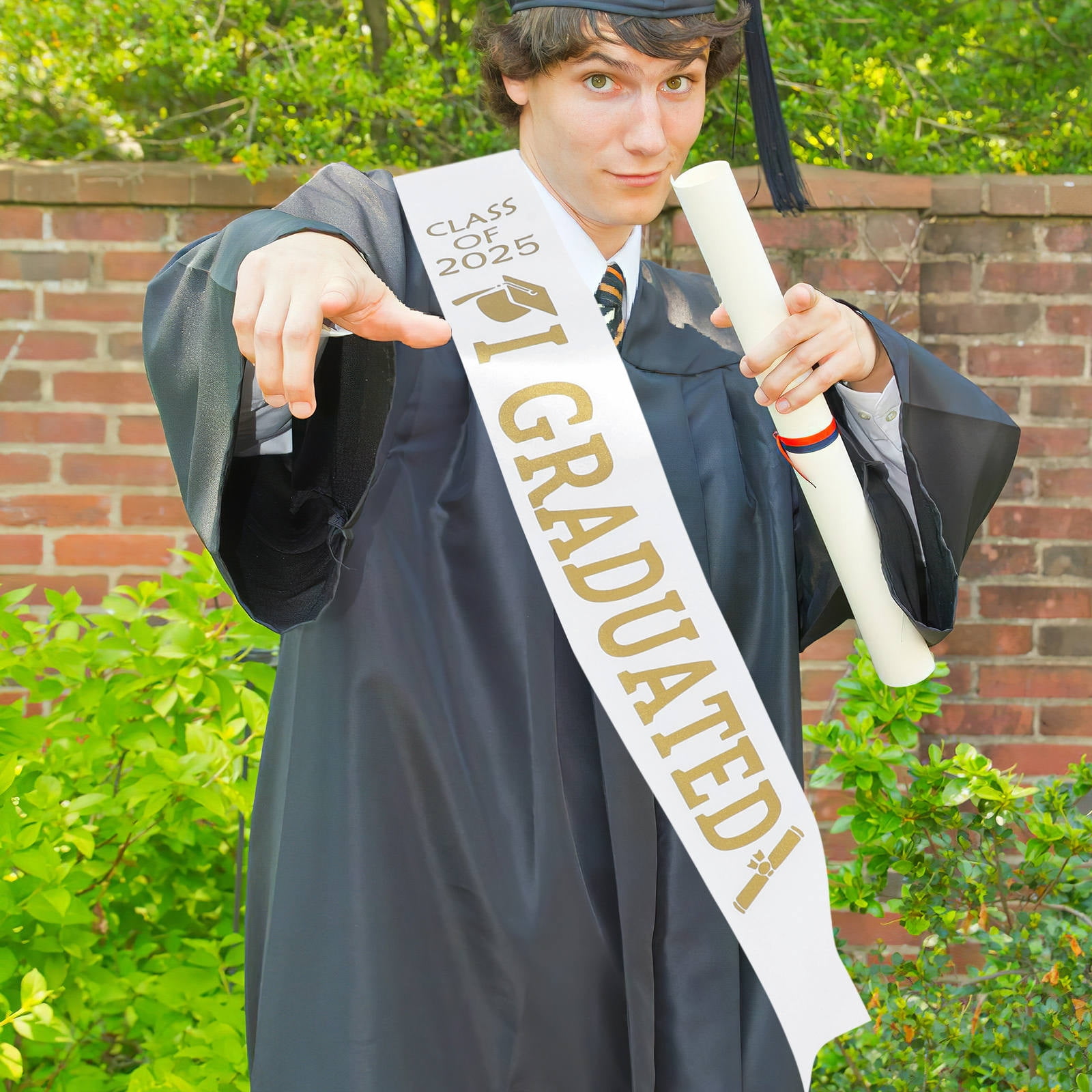 HEANUJJ White Graduation Sash for Party Use with Adjustable Length and ...