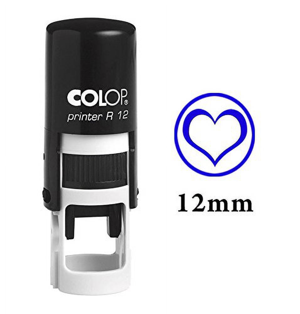 HEART SHAPE Self Inking Mini Rubber Stamp Colop Round Decorative ...