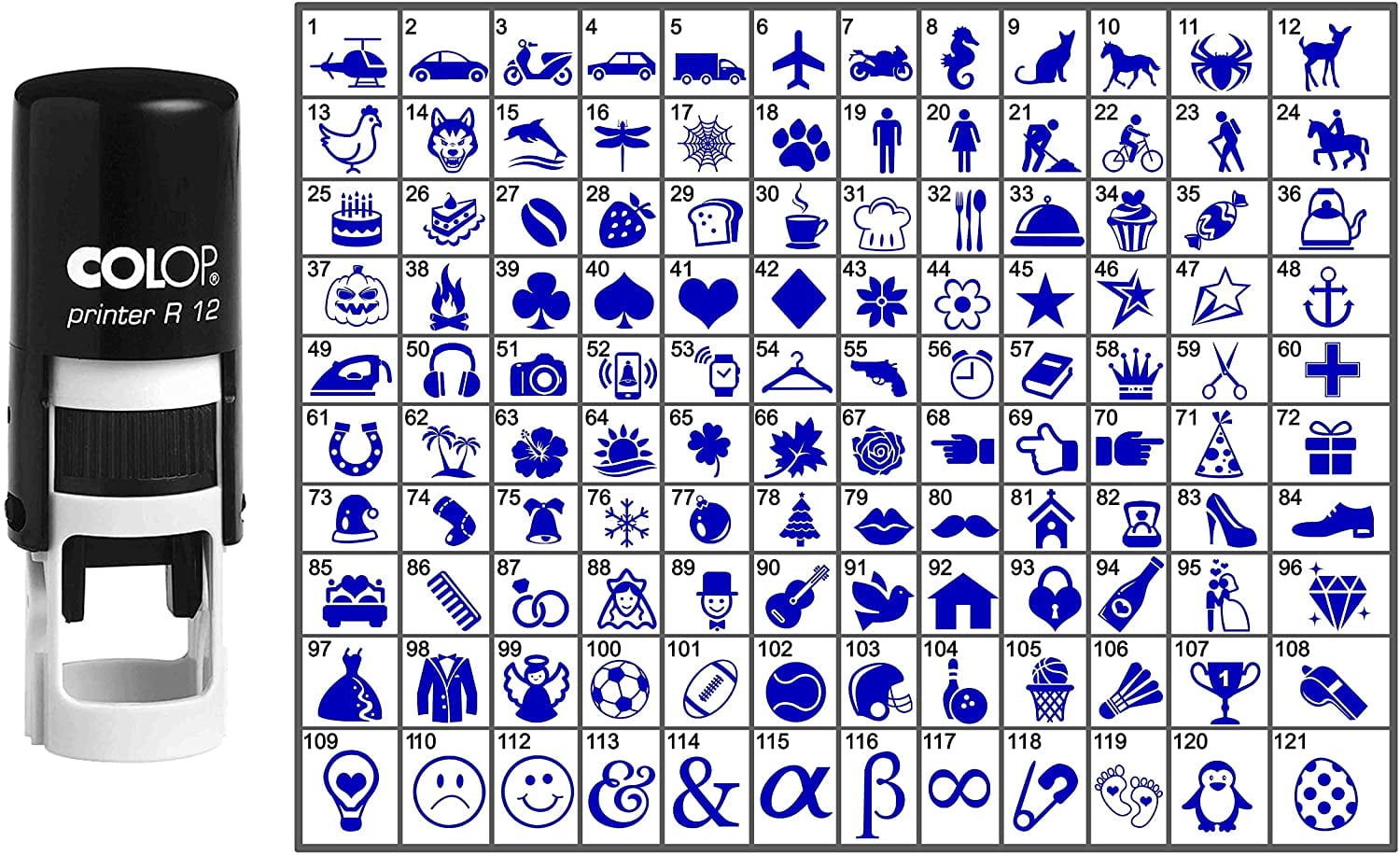 HEART SHAPE Self Inking Mini Rubber Stamp Colop Round Decorative ...