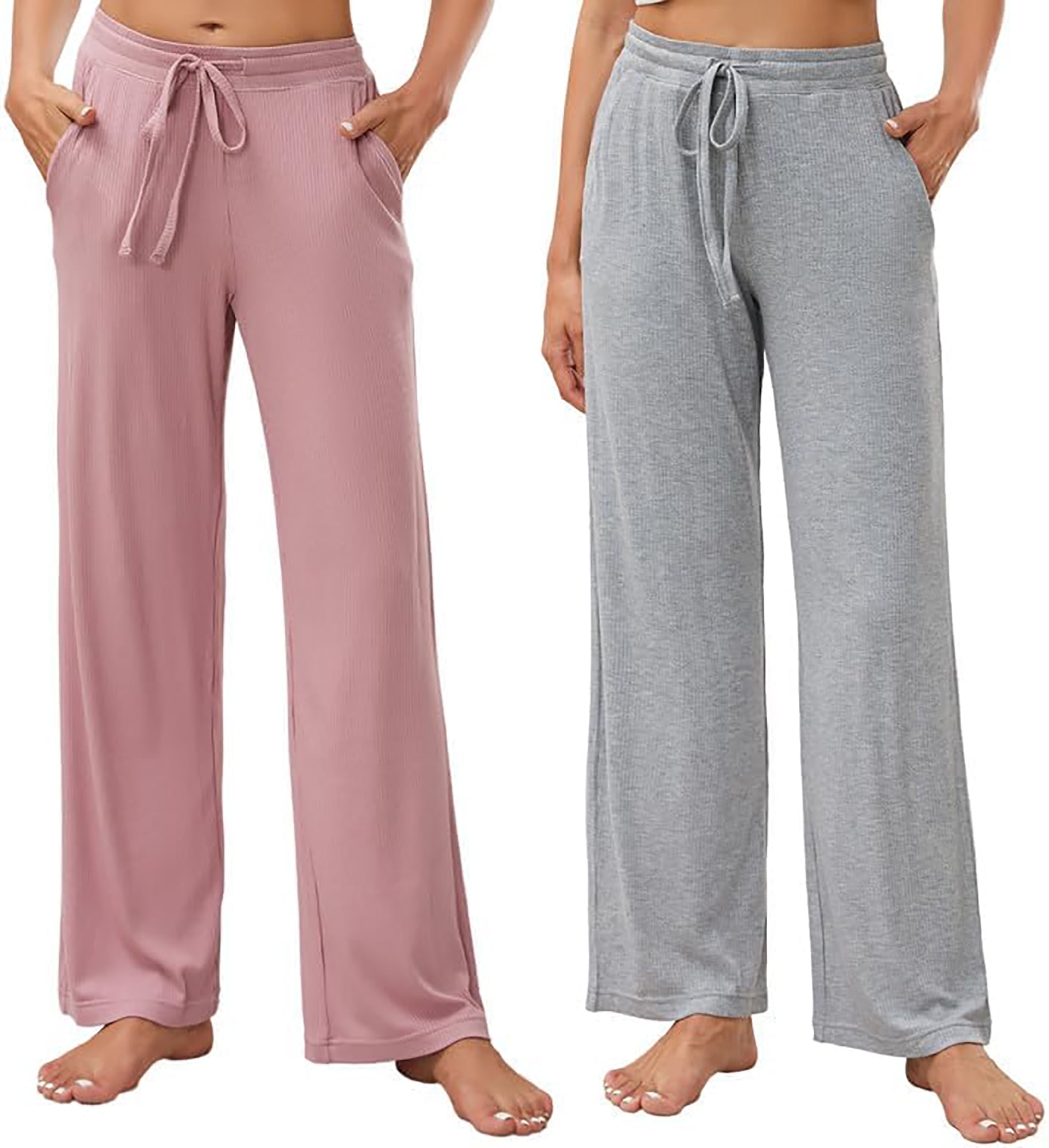 HEARTNICE 2 Pack Women's Pajamas Pants, with Pockets Pj Bottoms Lounge ...