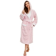 HEARTNICE Women's Soft Plush Long Bathrobe, Warm Pineapple Fleece, Convenient Pockets, Secure ...