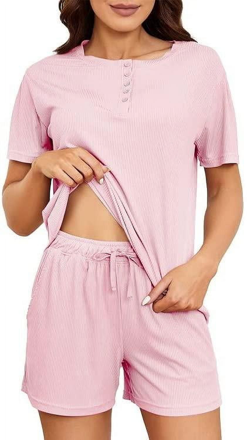 HEARTNICE Pajamas Set for Women, 2 Piece Soft Shorts Lounge Sets Short Sleeve Sleepwear Summer ...