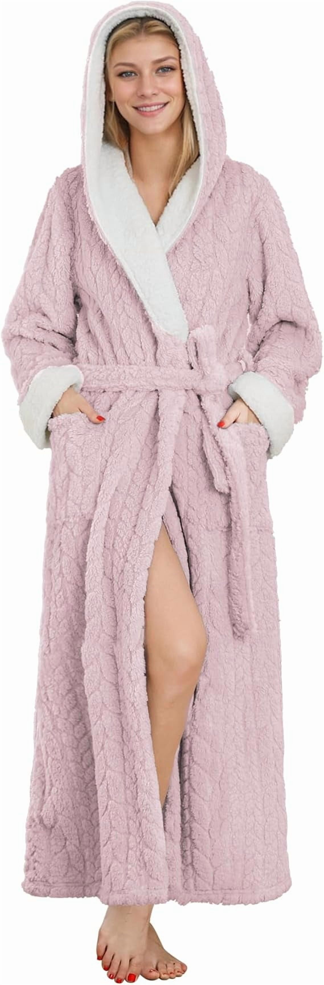 HEARTNICE Plush Full-Length Hooded Robe for Women, Cozy Warm Winter ...