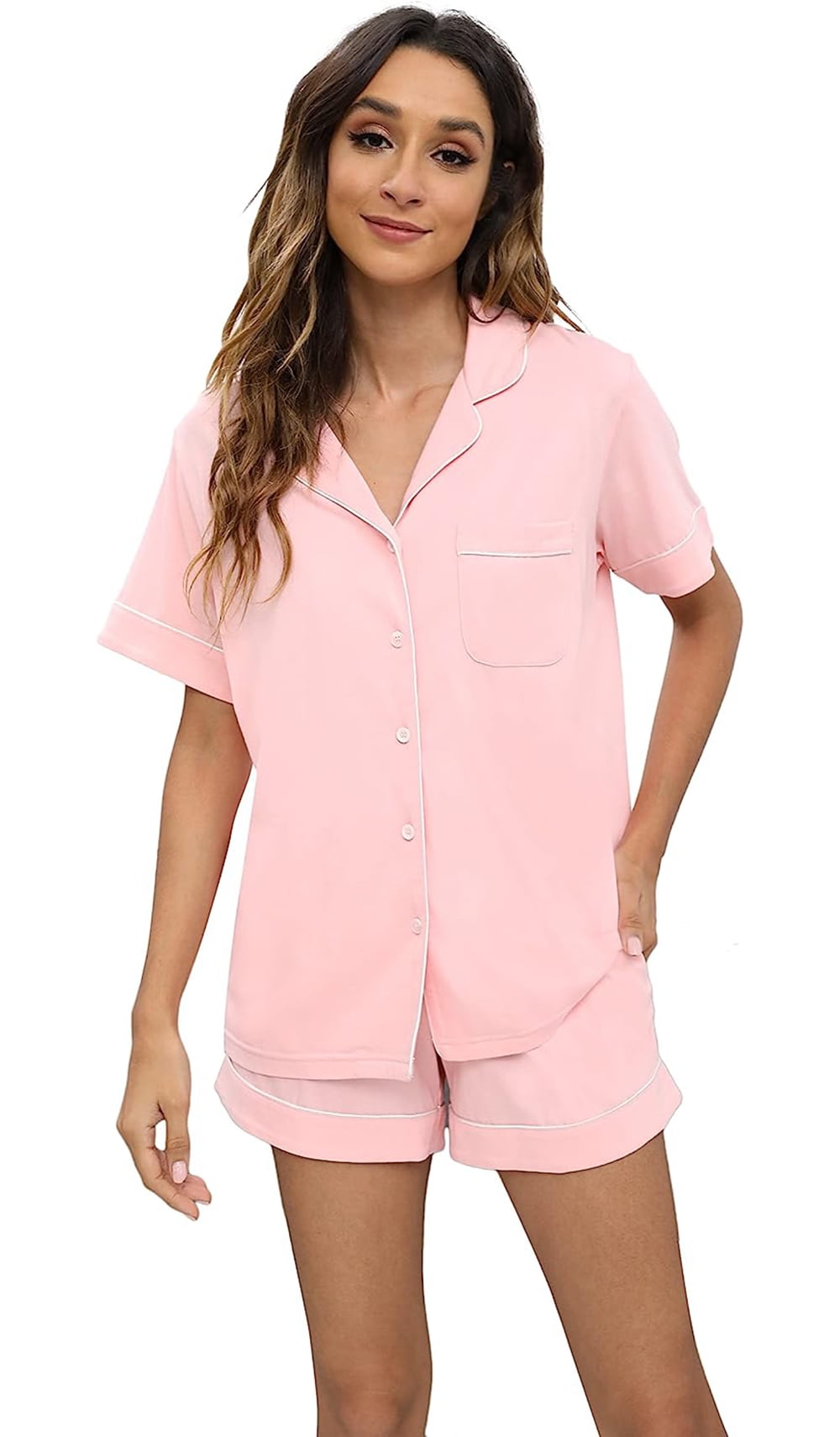Heartnice Women Button Up Pajama Set, Lightweight Summer Shorts ...