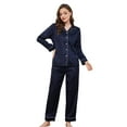 HEARTNICE Women Satin Pajamas Set, Long Sleeve Silk Pajamas for Women ...