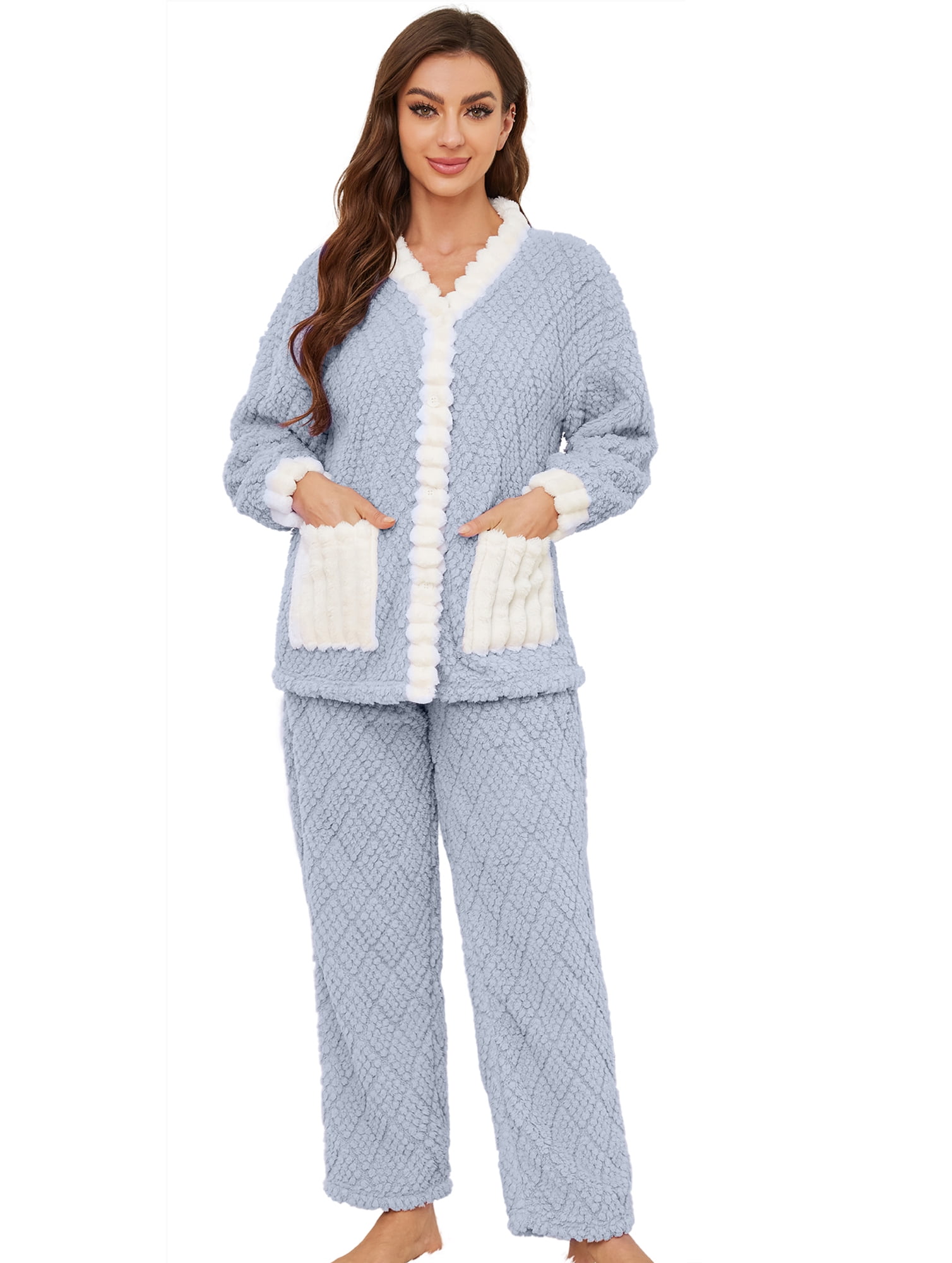 HEARTNICE Women's Fleece Pajama Set, Cozy Plush Lounge Sleepwear ...