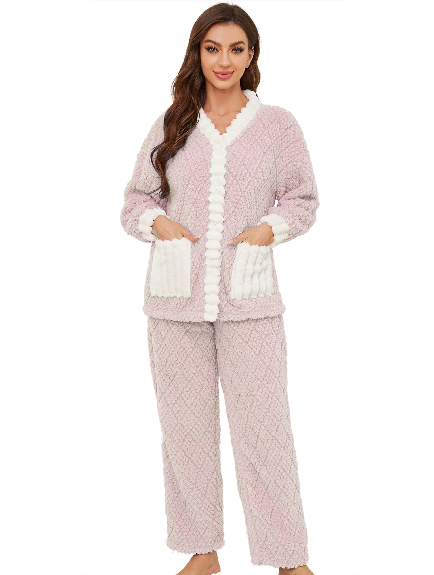 HEARTNICE Women's Fleece Pajama Set, Cozy Plush Lounge Sleepwear ...