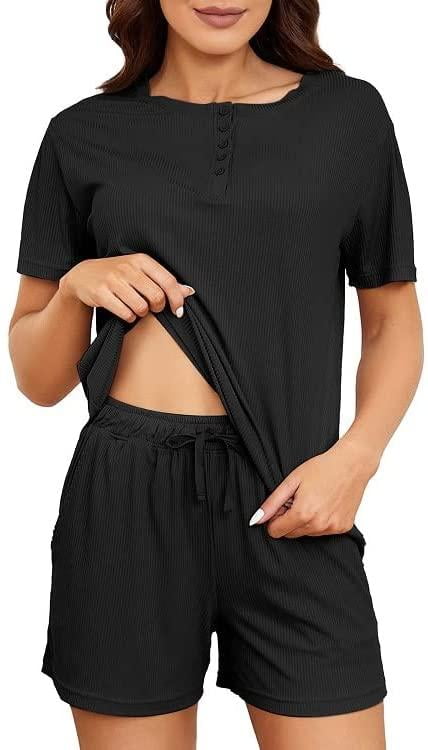 HEARTNICE Women's Pajama Shorts Sets, Soft Lounge Short Sleeve ...