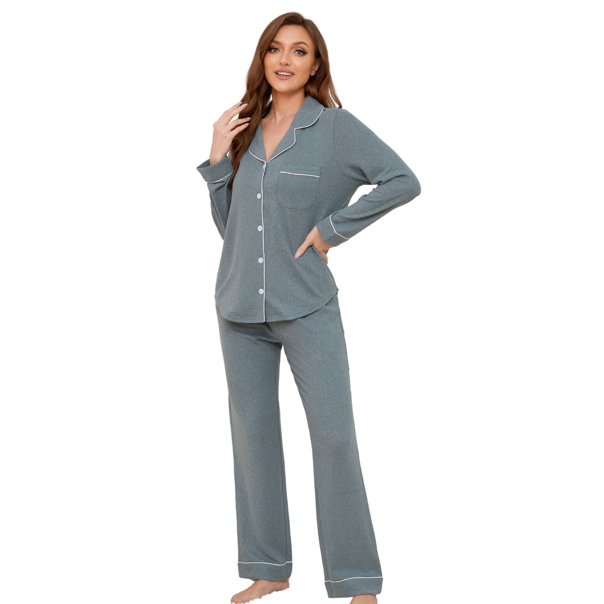 HEARTNICE Womens Button Down Pajama Sets, Loungewear Ultra Soft 2 Piece ...