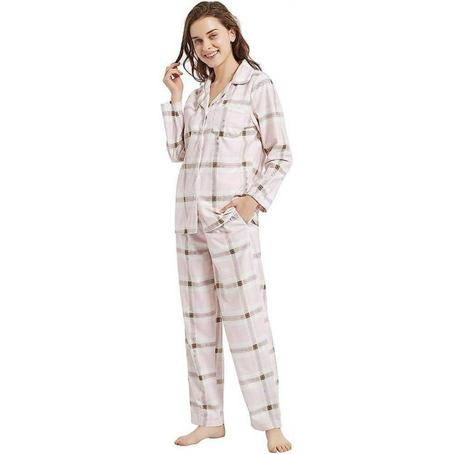 HEARTNICE Womens Flannel Pajama Set, Long Warm Pajamas Lightweight Pjs ...