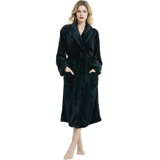 HEARTNICE Womens Fleece Robes, Plush Long Bathrobe Soft Warm Robes ...