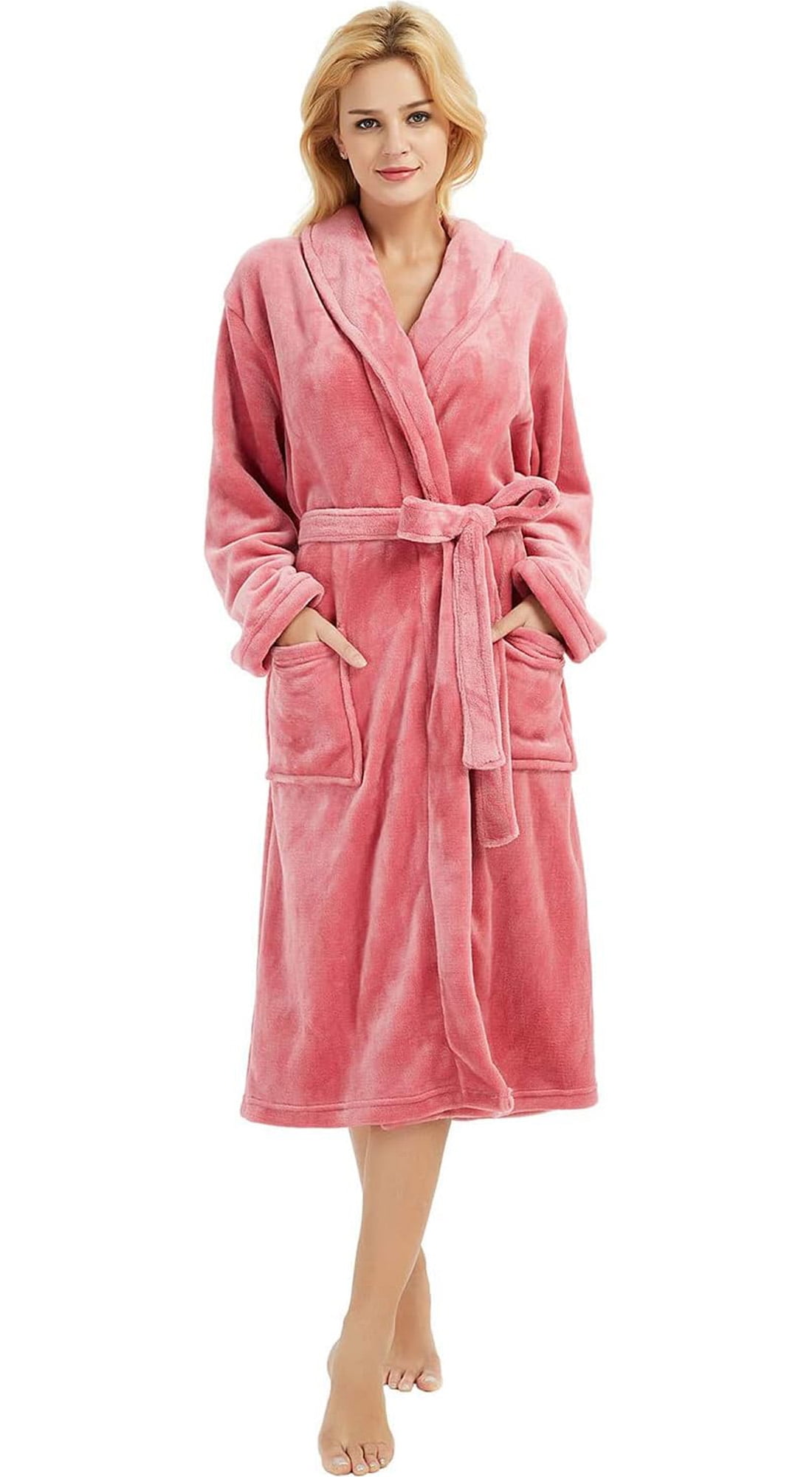 HEARTNICE Womens Fleece Robes, Plush Long Bathrobe Soft Warm Robes ...