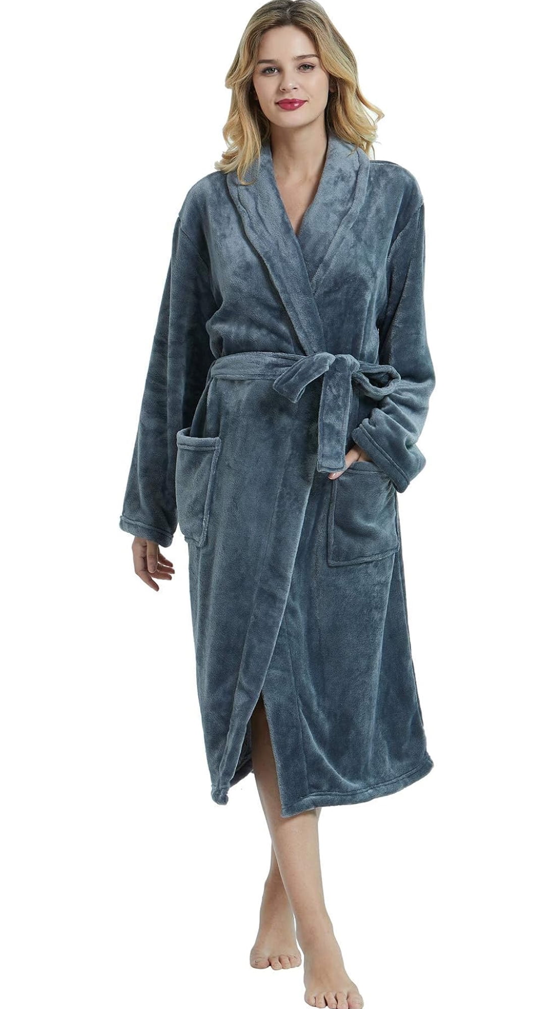HEARTNICE Womens Fleece Robes, Plush Long Bathrobe Soft Warm Robes,(Dark Gray,L-XL) - Walmart.com