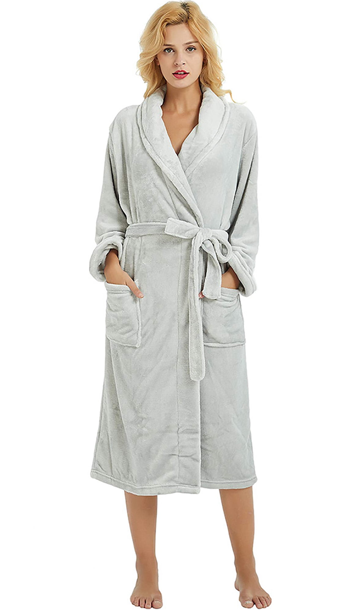 HEARTNICE Womens Fleece Robes, Plush Long Bathrobe Soft Warm Robes ...