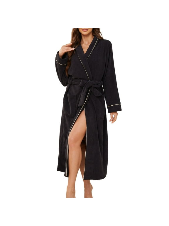 Elgant Emily Women's 100% Polyester Fleece Zipper Front Duster Robe ...