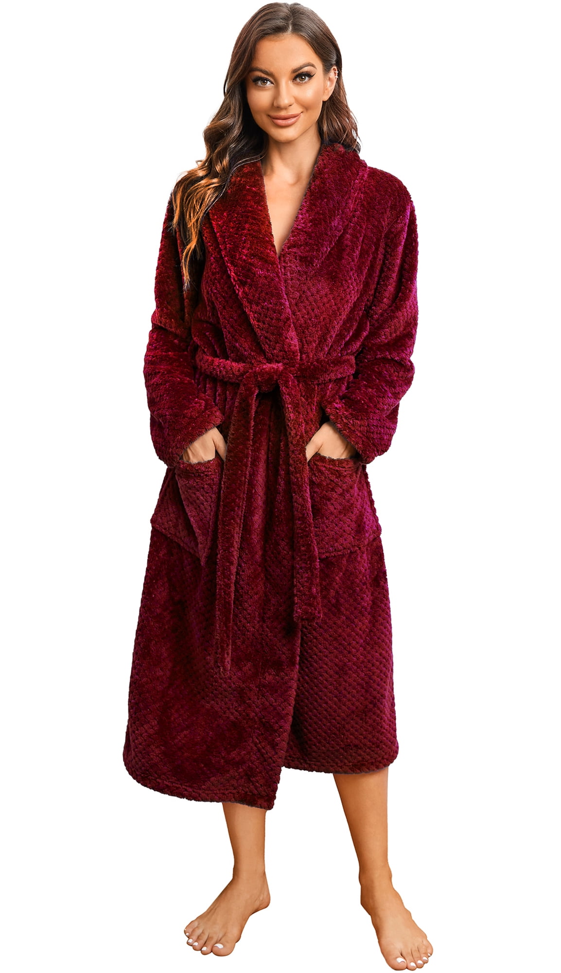 HEARTNICE Womens Fleece Robes, Soft Warm Pineapple Fleece Plush Long ...