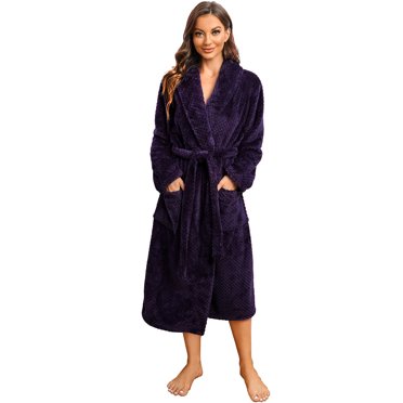 HEARTNICE Womens Hooded Fleece Robe, Long Fluffy Thick Warm Plush ...