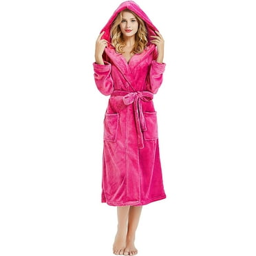 HEARTNICE Womens Hooded Fleece Robe, Long Fluffy Thick Warm Plush ...
