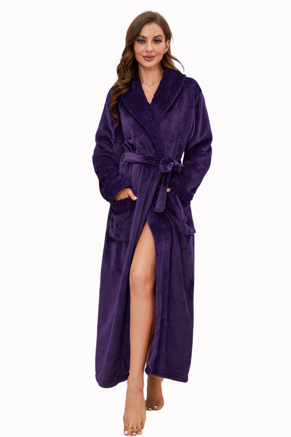 HEARTNICE Womens Long Fleece Robe Soft Plush Robes for Women Warm ...