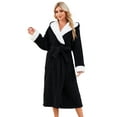 HEARTNICE Womens Plush Hooded Robe, Soft Fluffy Fleece Long Warm ...