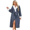 HEARTNICE Womens Plush Hooded Robe, Soft Fluffy Fleece Long Warm ...