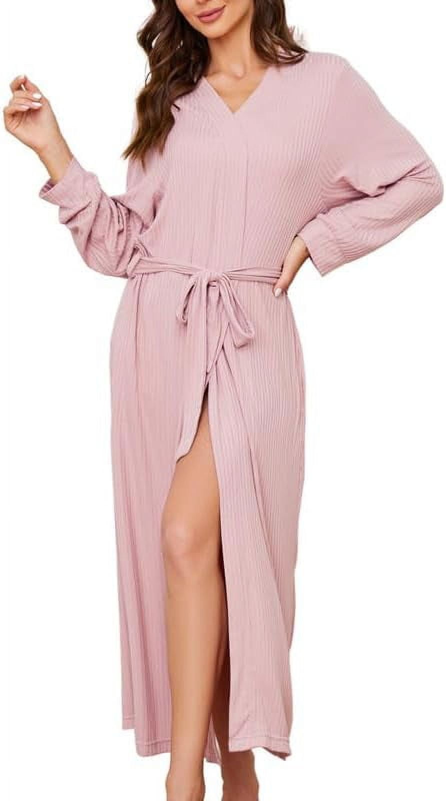 HEARTNICE Womens Soft Long Robe, Lightweight Full Length Knit Bathrobe ...