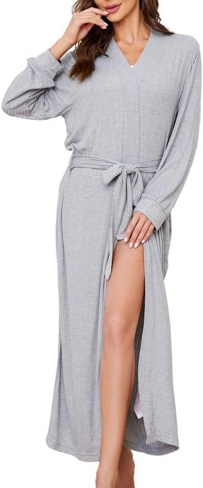 HEARTNICE Womens Soft Long Robe, Lightweight Full Length Knit Bathrobe ...
