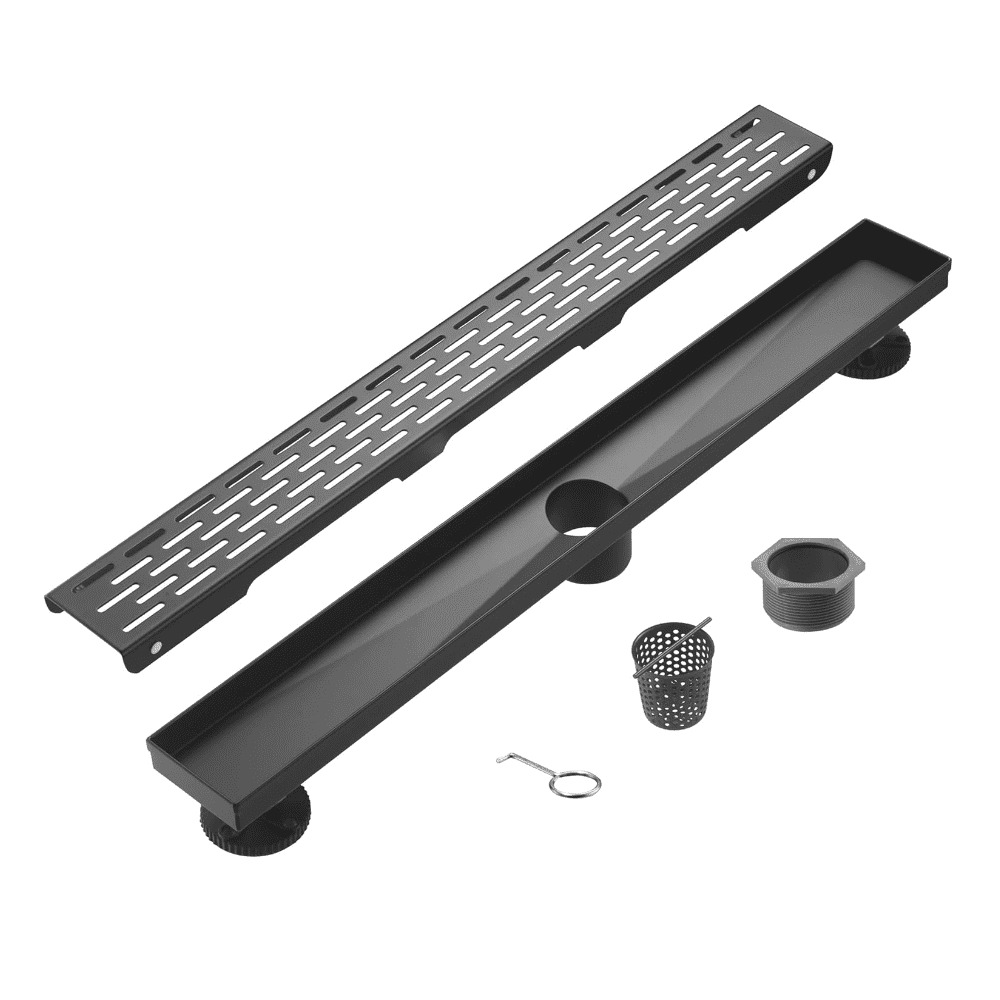 HEATGENE 24 Inches Linear Shower Drain Matte Black - Rectangular ...