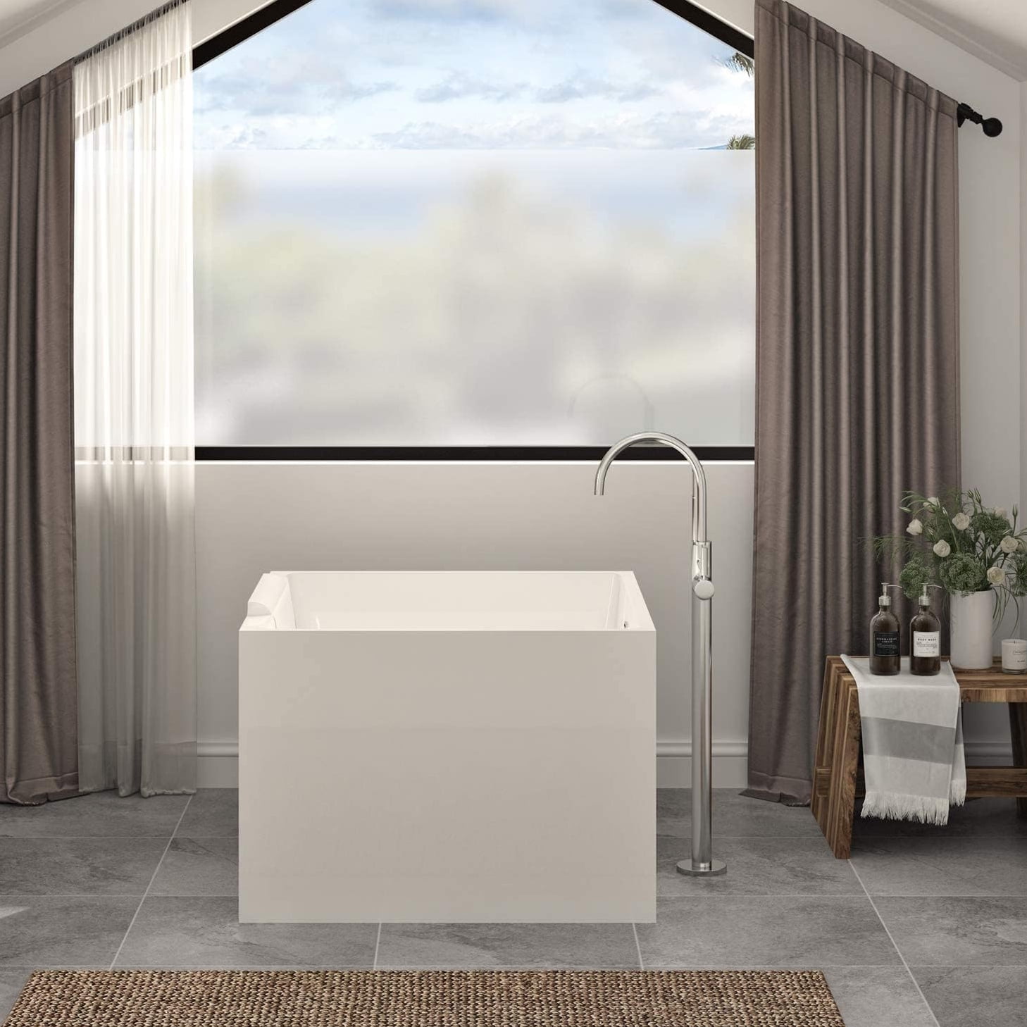 HEATGENE 39" Acrylic Freestanding Bathtub Contemporary Soaking Tub Easy ...