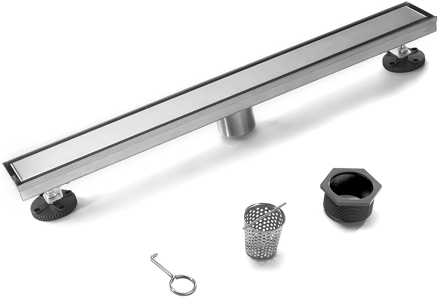 HEATGENE Linear Shower Drain 48-Inch, Stainless Steel Rectangle Shower ...