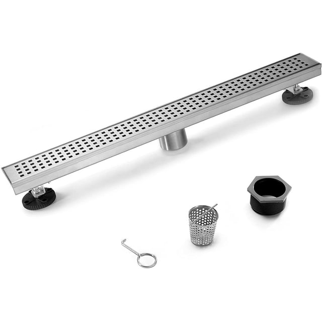 HEATGENE Linear Shower Drain 48-Inch, Stainless Steel Rectangle Shower ...