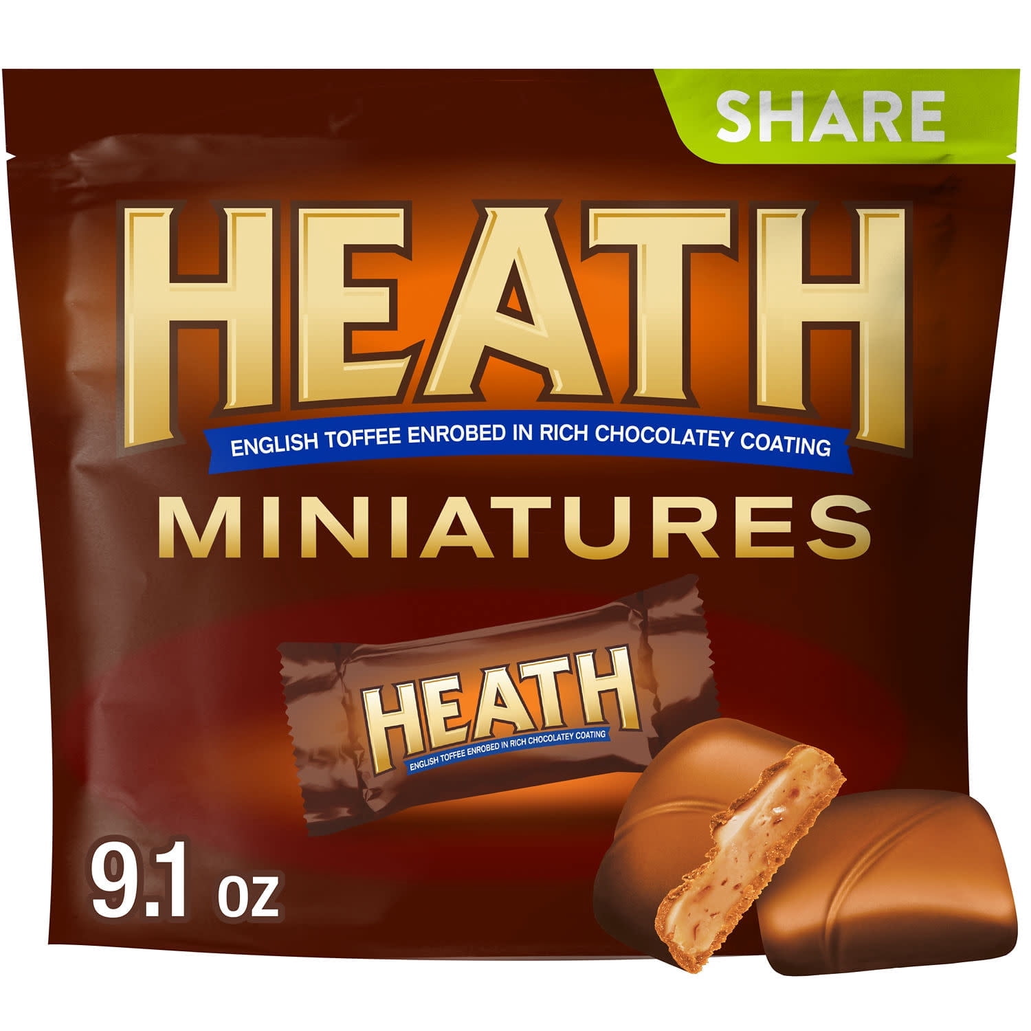 HEATH Miniatures Chocolatey English Toffee Candy Share Pack, 9.1 oz ...