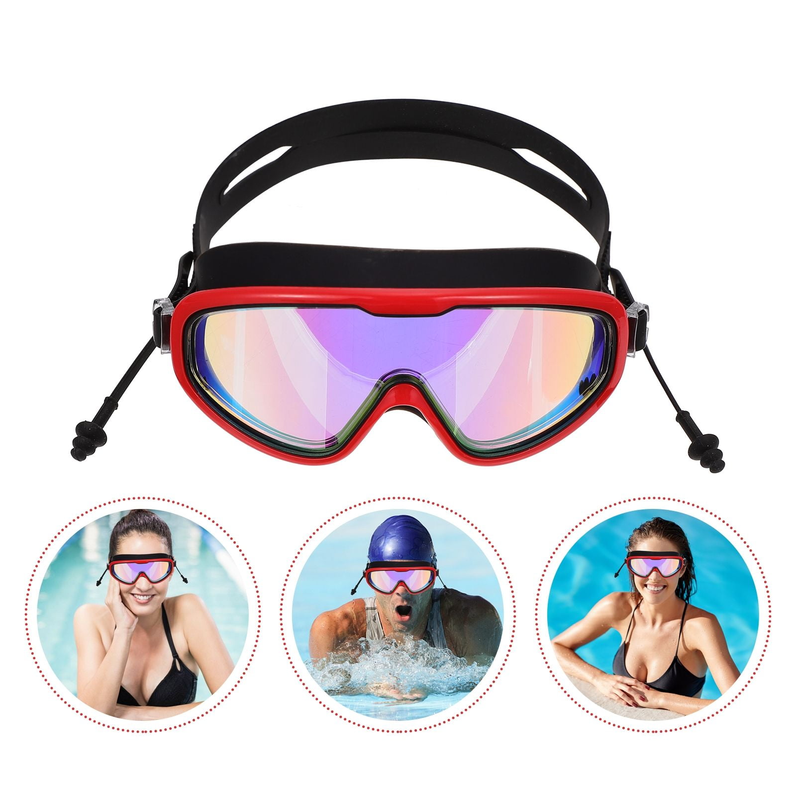 HEATSHAKING 1 Pair Black Adult Swim Goggles Full Frame Silicone Anti ...