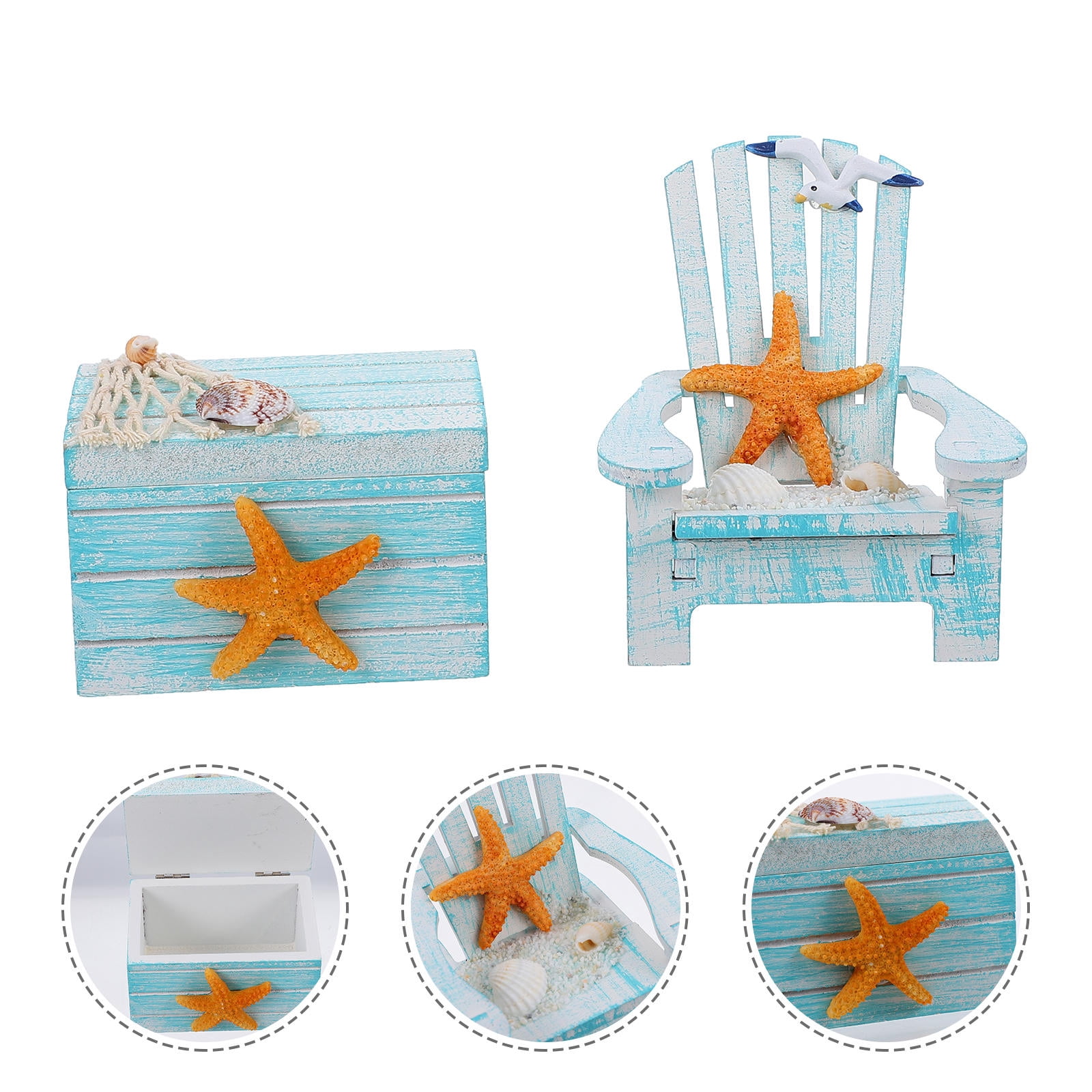 HEATSHAKING 1 Set Mini Wooden Box Bamboo Ocean Themed Family present ...