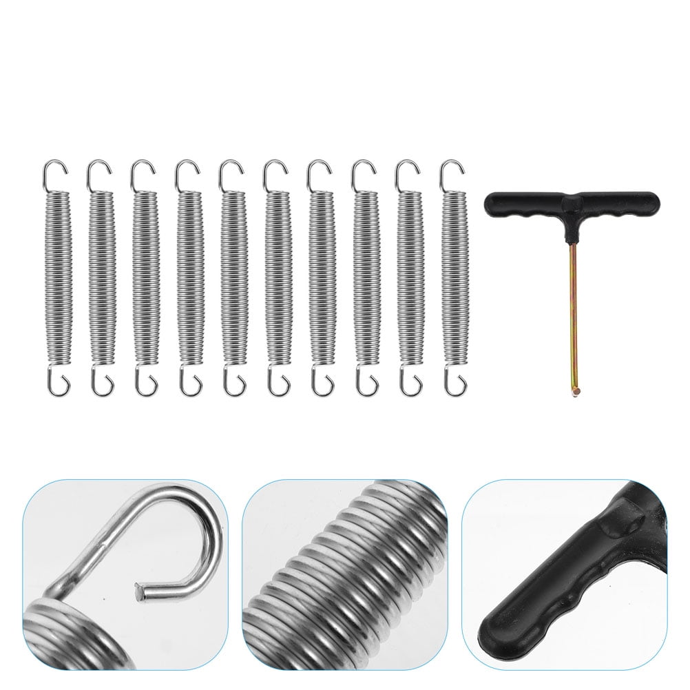 HEATSHAKING 1 Set Trampoline Spring Set Kit Silver Galvanized Steel ...