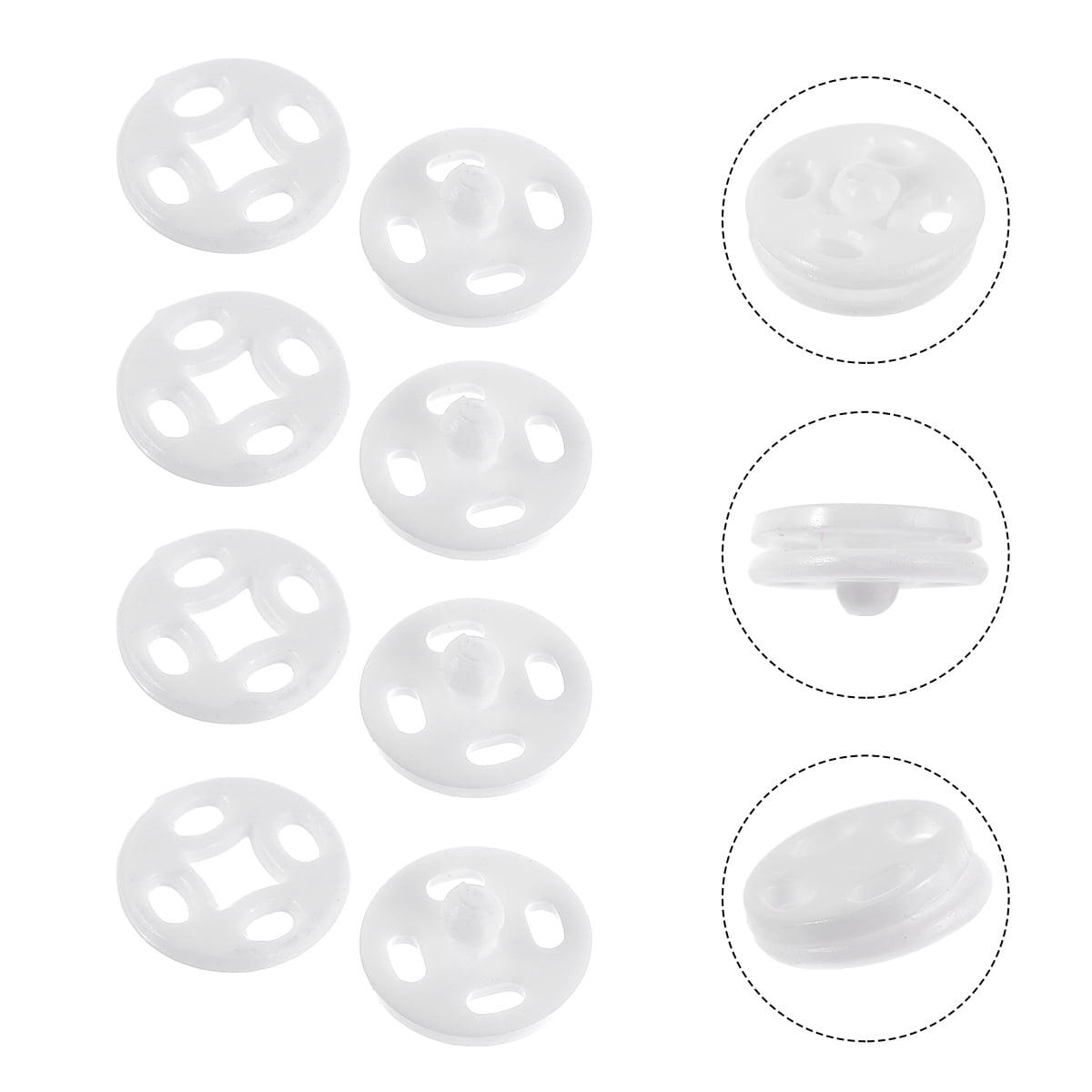 HEATSHAKING 1000Pcs White Circular Sewing Snap Fasteners for Fabric and ...