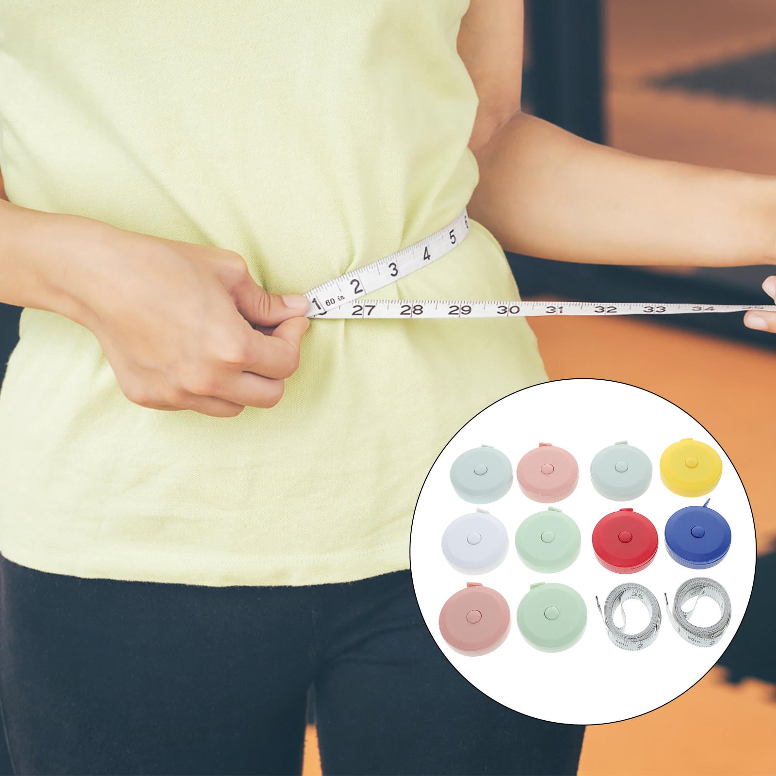 HEATSHAKING 12Pcs Tape Measure for Sewing Assorted Color Compact Shape ...