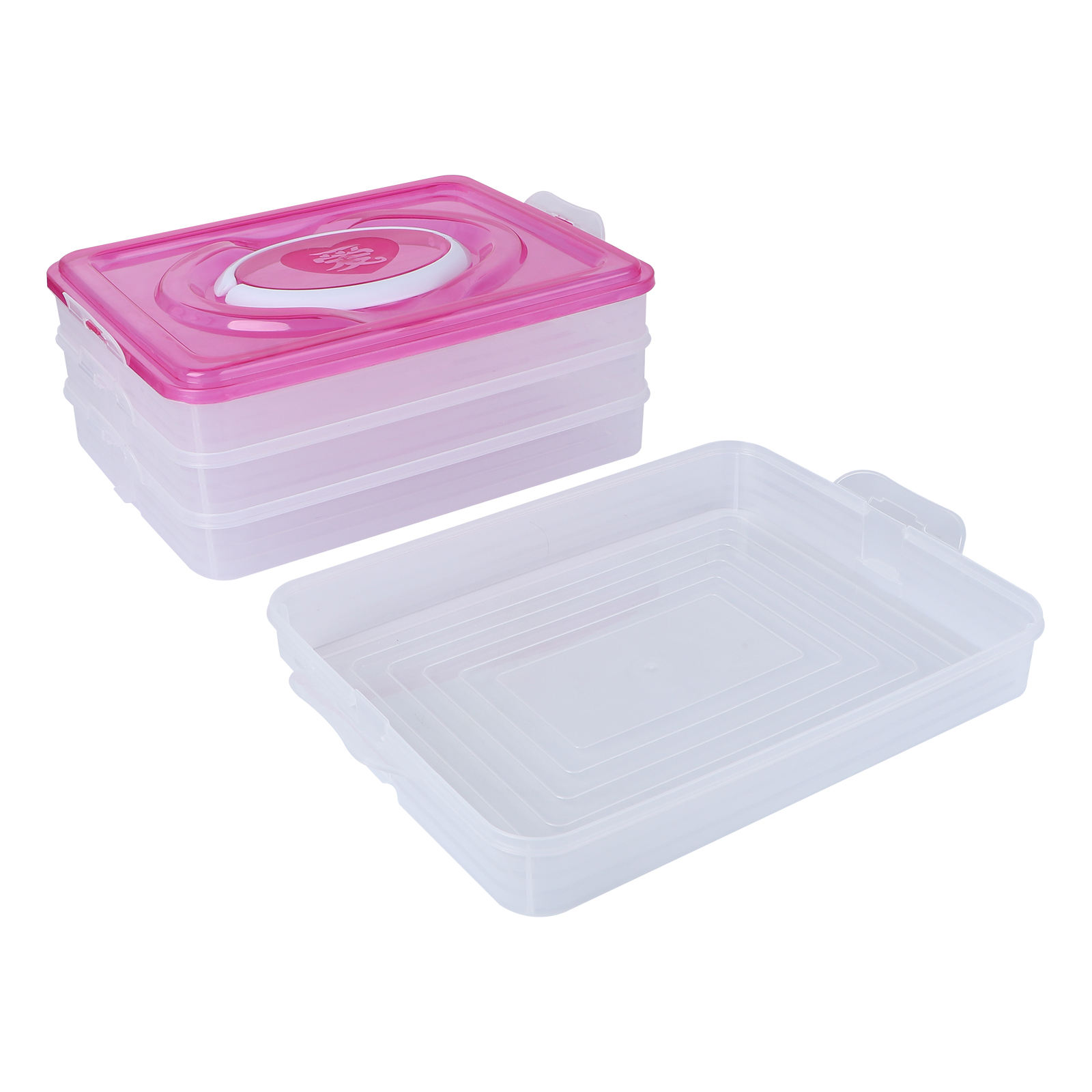 HEATSHAKING 1Pack Pink Square Multi Layer Storage Box For Kitchen Use ...