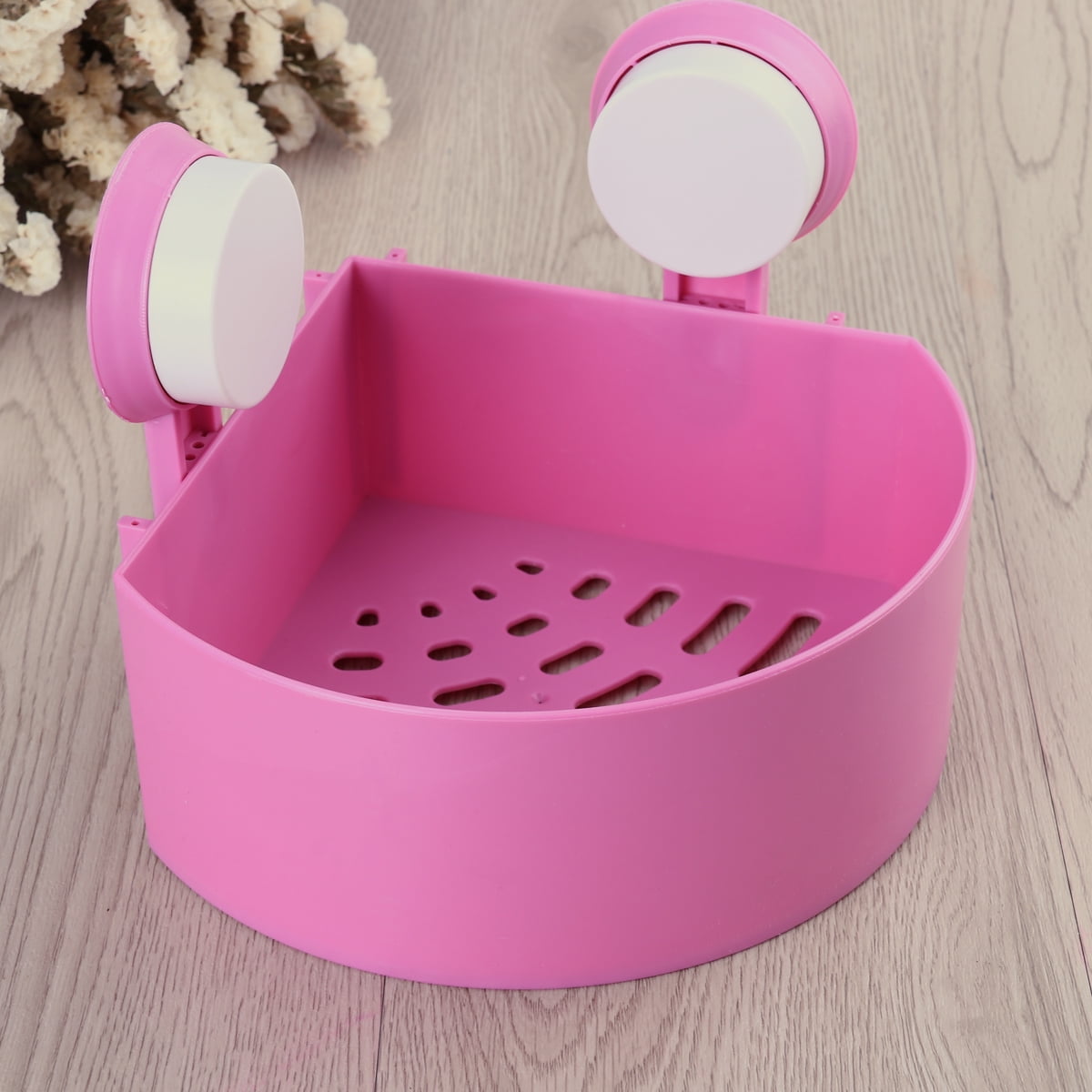 HEATSHAKING 1Pack Pink Triangular Suction Cup Storage Rack for Bathroom ...