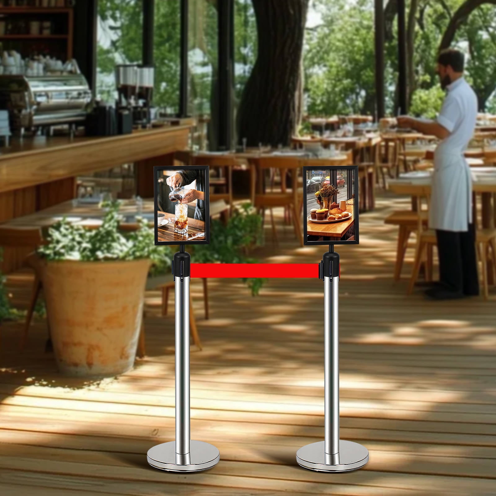 HEATSHAKING 1Pack Stanchion Post Top Sign Frame Black Stainless Steel ...