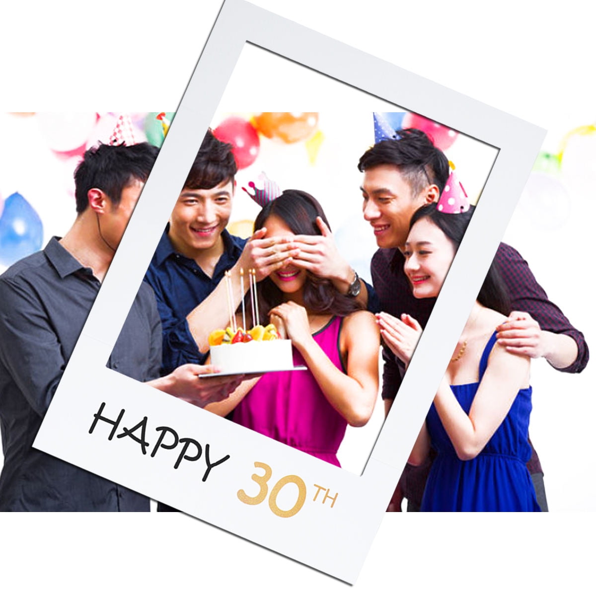HEATSHAKING 1Pcs Birthday Party Photo Prop Picture Frame Cutouts White ...