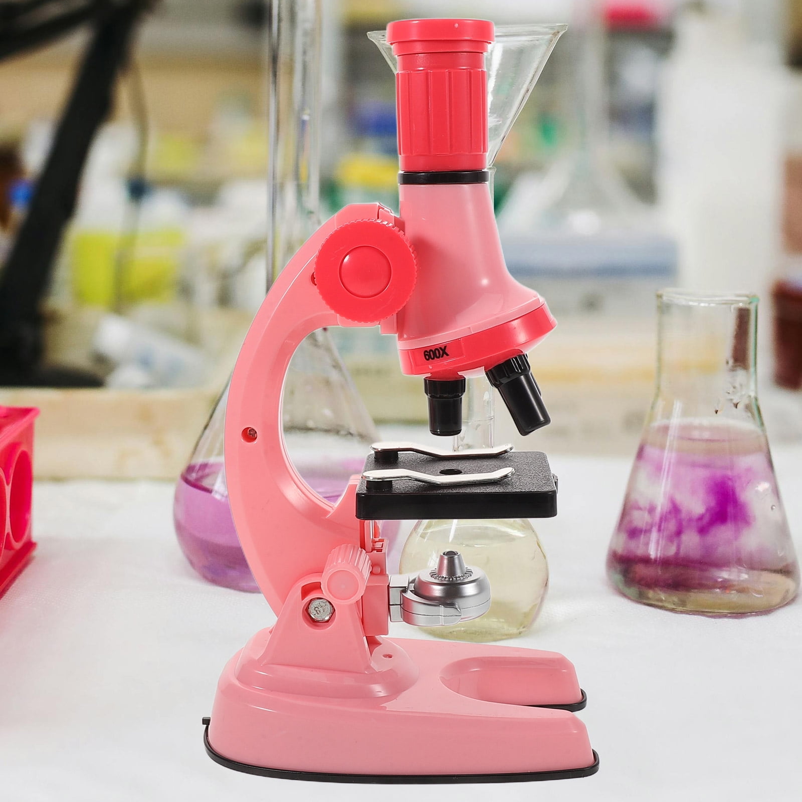 HEATSHAKING 1Set Science Kits Children Microscope Pink Plastic for ...