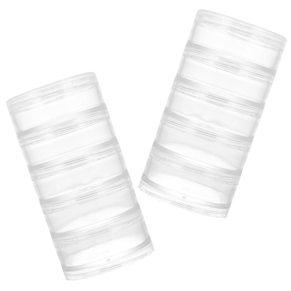 HEATSHAKING 2Pack Clear Boxes For Storage Round Plastic Jewelry ...