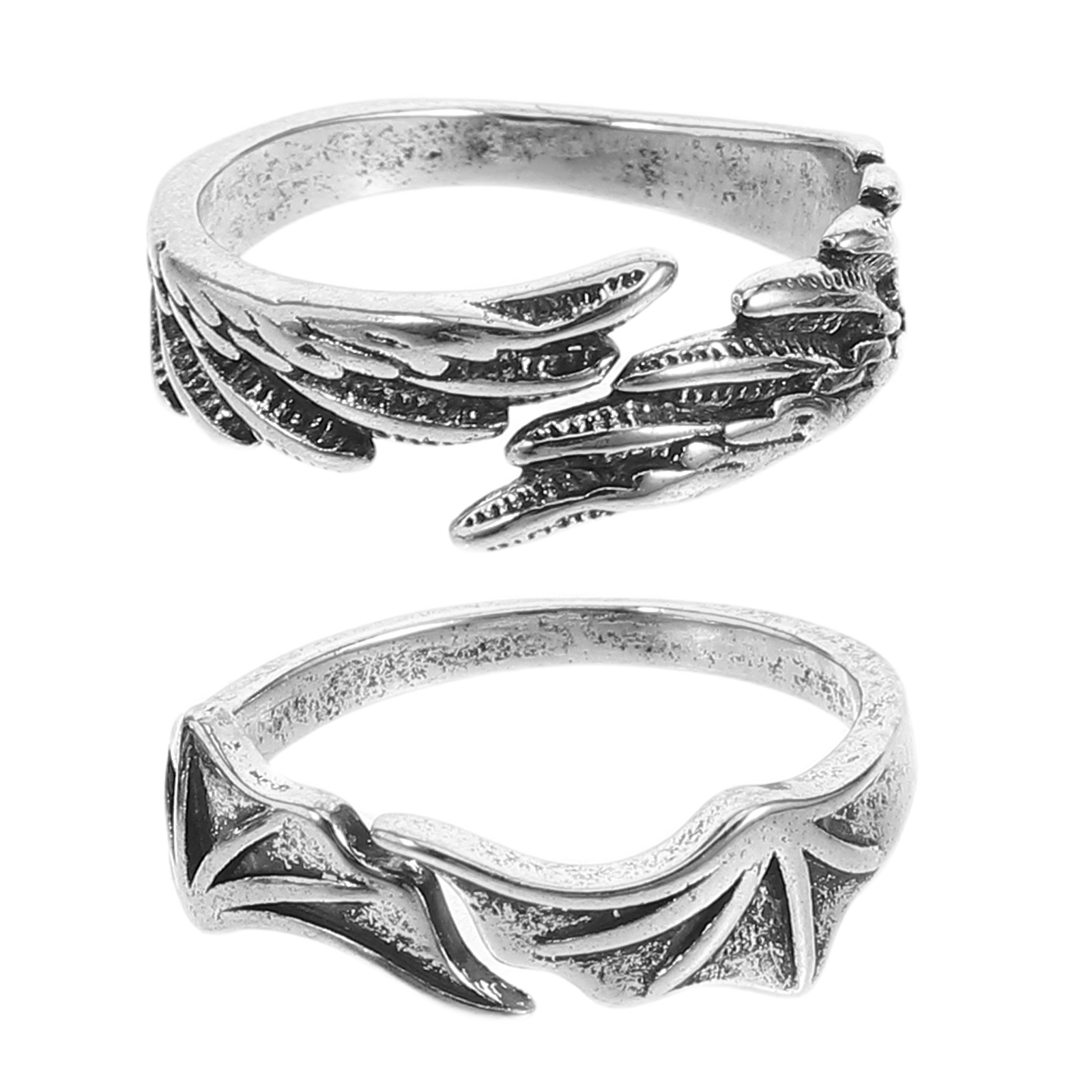 HEATSHAKING 2Pcs Angle Wing Engagement Rings in Copper for Couple Bar ...